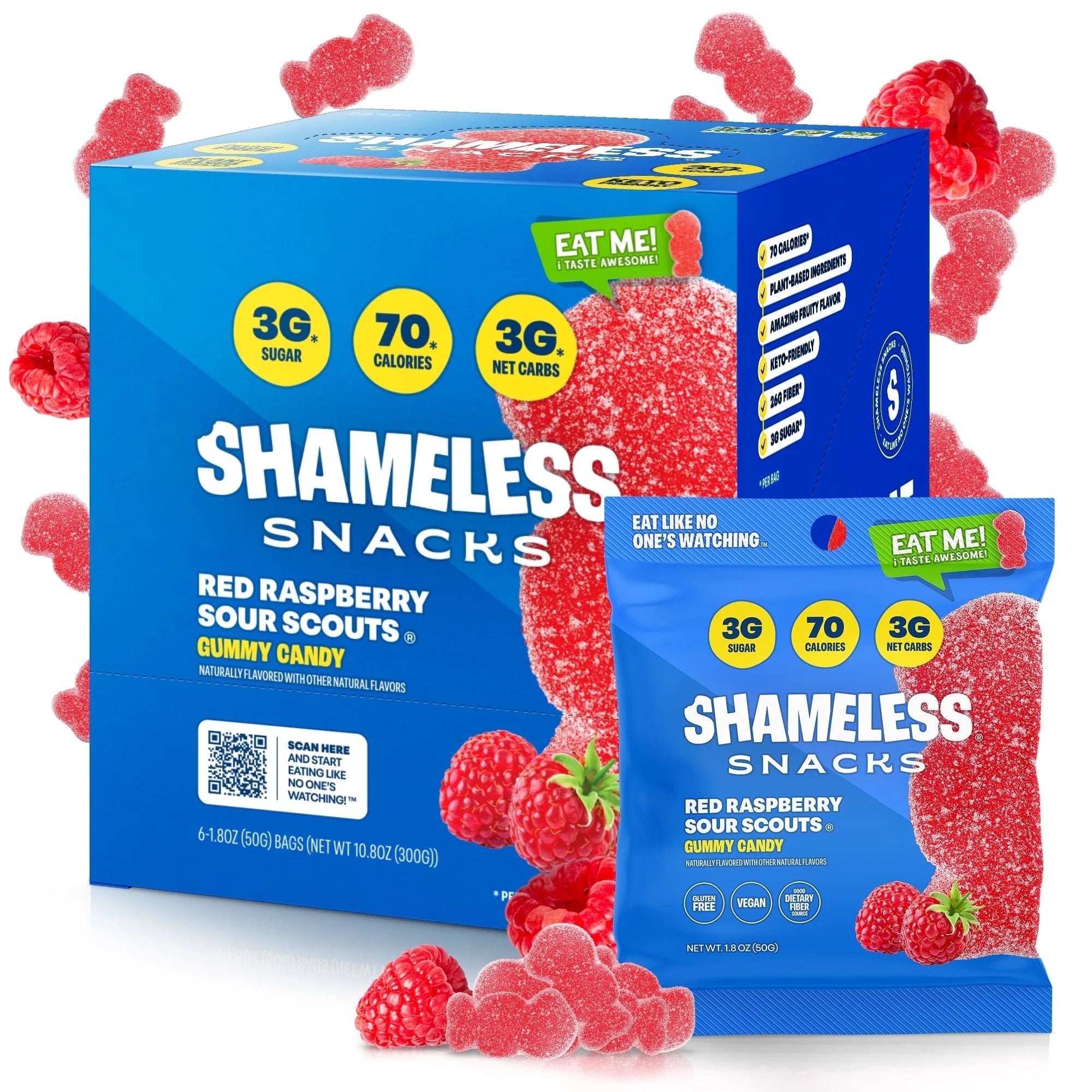 Shameless Snacks Red Raspberry Sour Scouts- Single Bag